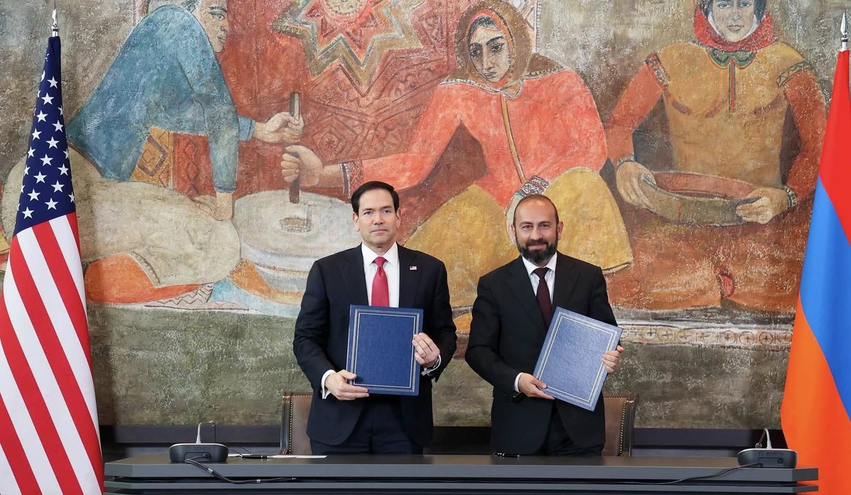 Rubio concludes one-hour visit to Armenia after signing Trump Route ...